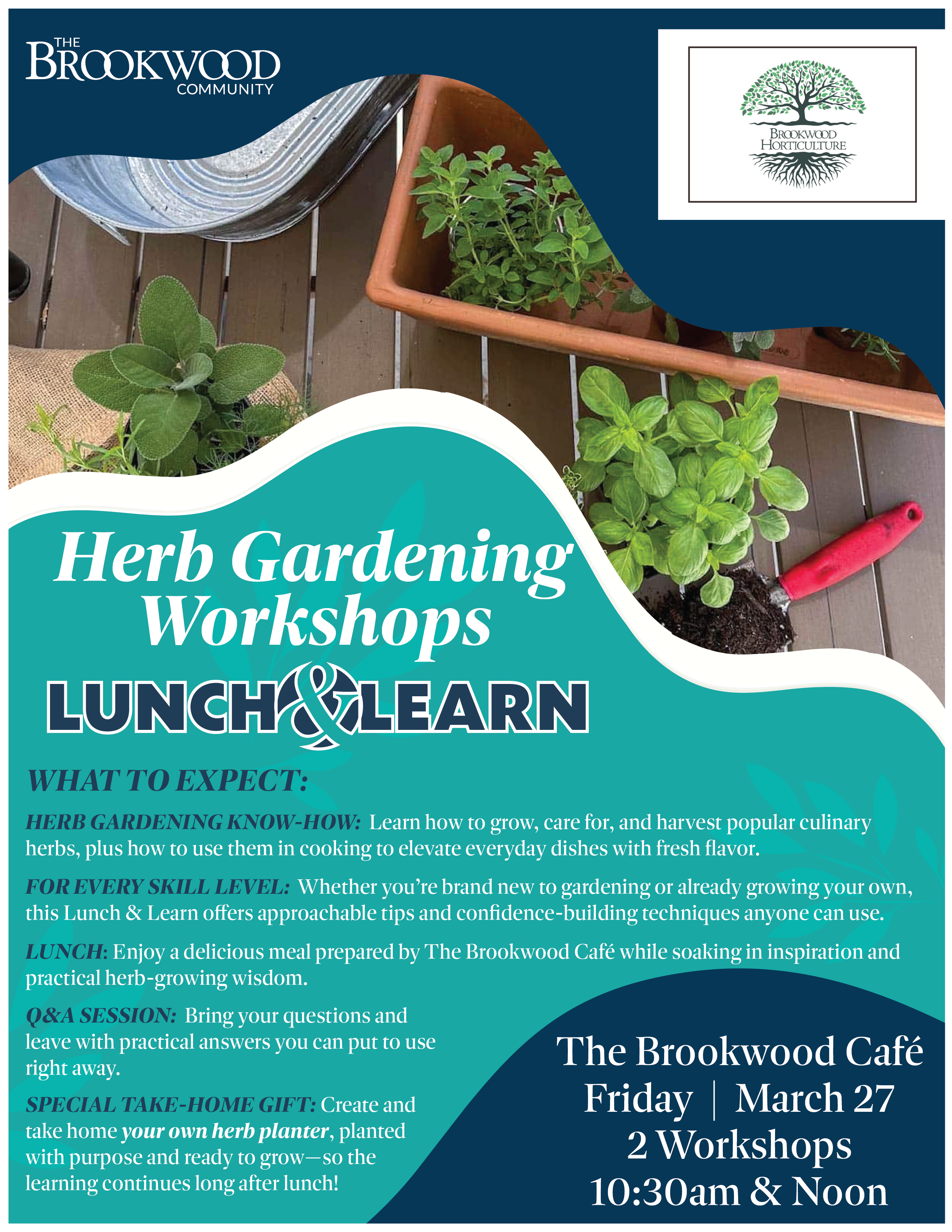 Herb Gardening Workshop Lunch & Learn March 27 - The Brookwood Community